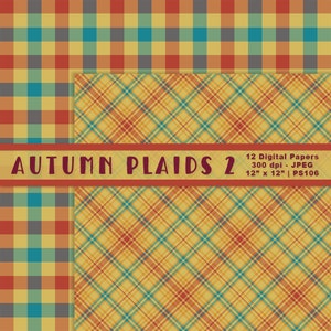 Digital Autumn Plaids, Fall Paper, Thanksgiving Plaid Paper, Fall ...