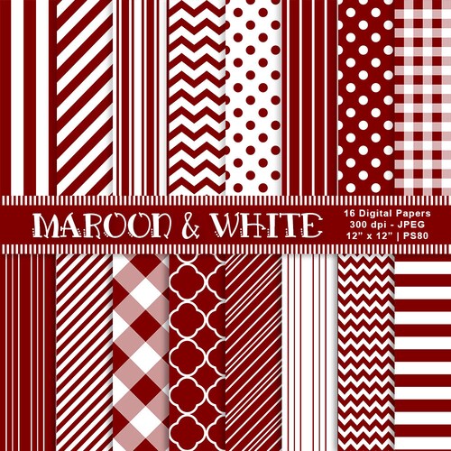 MAROON Digital Paper and Printable Background Patterns for - Etsy