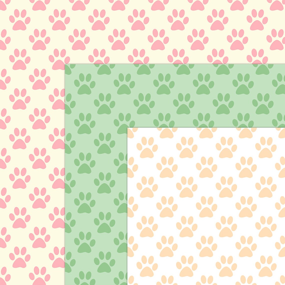 Pastels and Paws Digital Paper Pastel Papers Paw Print | Etsy