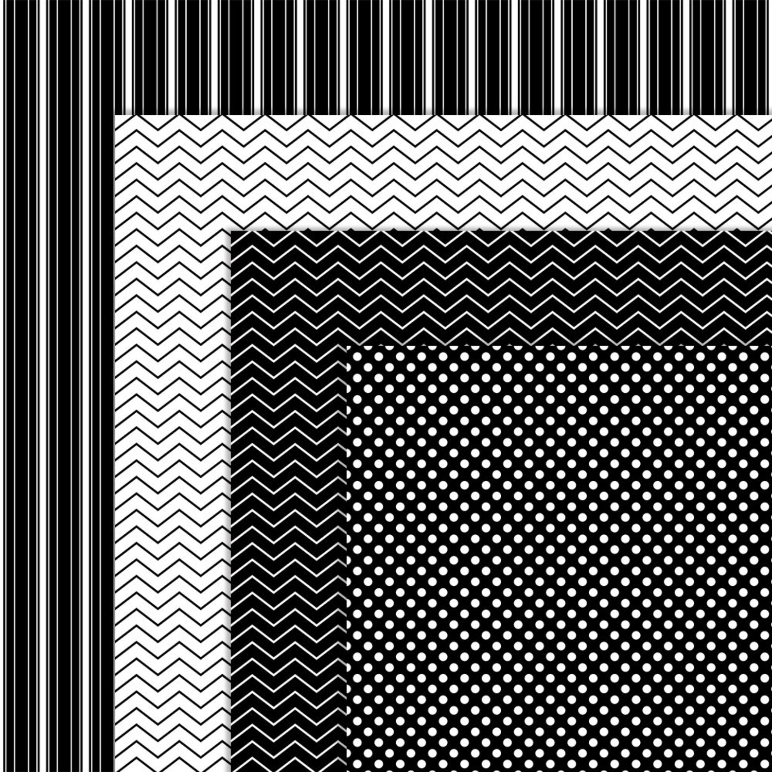 Black & White Patterned Paper, Digital Scrapbook Papers, Geometric ...