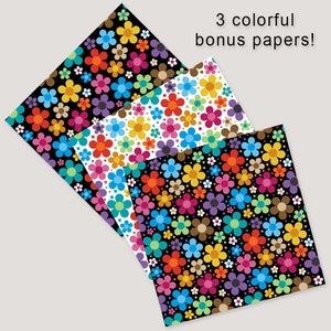 Flower Power Digital Paper, Flower Clipart, Floral Backgrounds, Flower ...