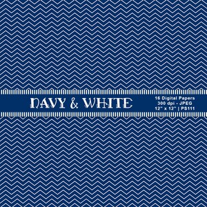 Navy & White Paper, Digital Scrapbook Papers, Navy Backgrounds, Navy ...