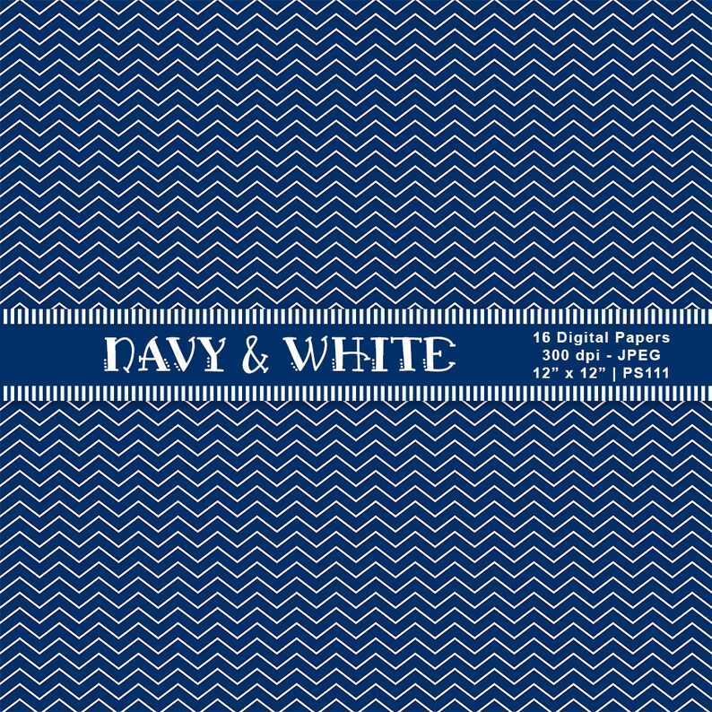 Navy & White Paper Digital Scrapbook Papers Navy - Etsy