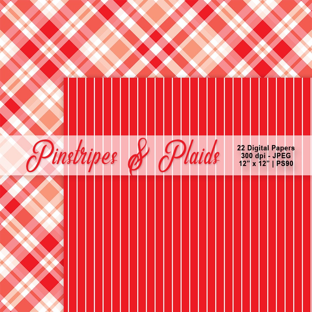 Pinstripes & Plaid, Digital Scrapbook Paper, Plaid Background ...
