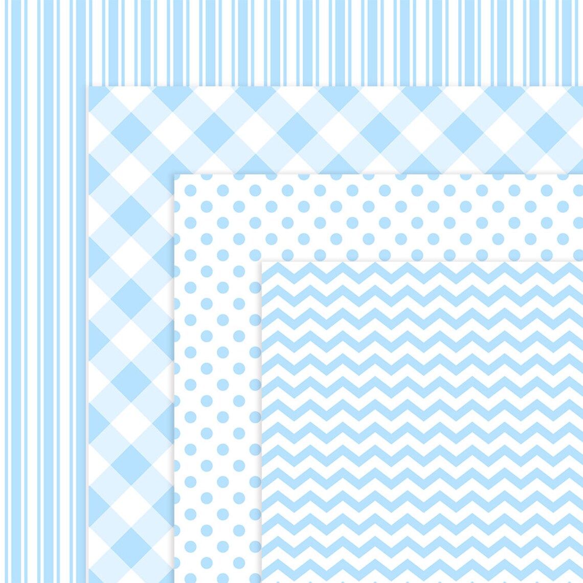 Baby Blue Digital Patterned Papers, Baby Shower, Baby Blue & White ...