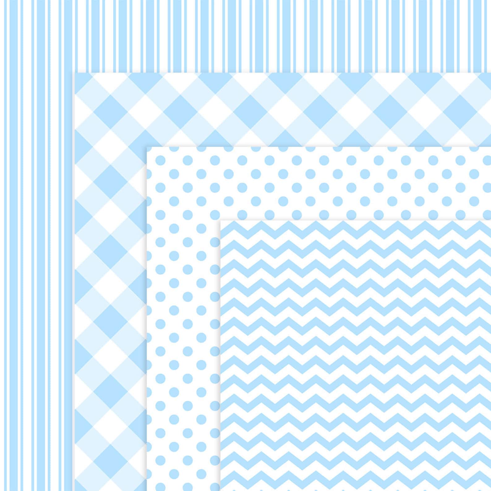 Baby Blue Digital Patterned Papers Baby Shower Baby Blue & - Etsy