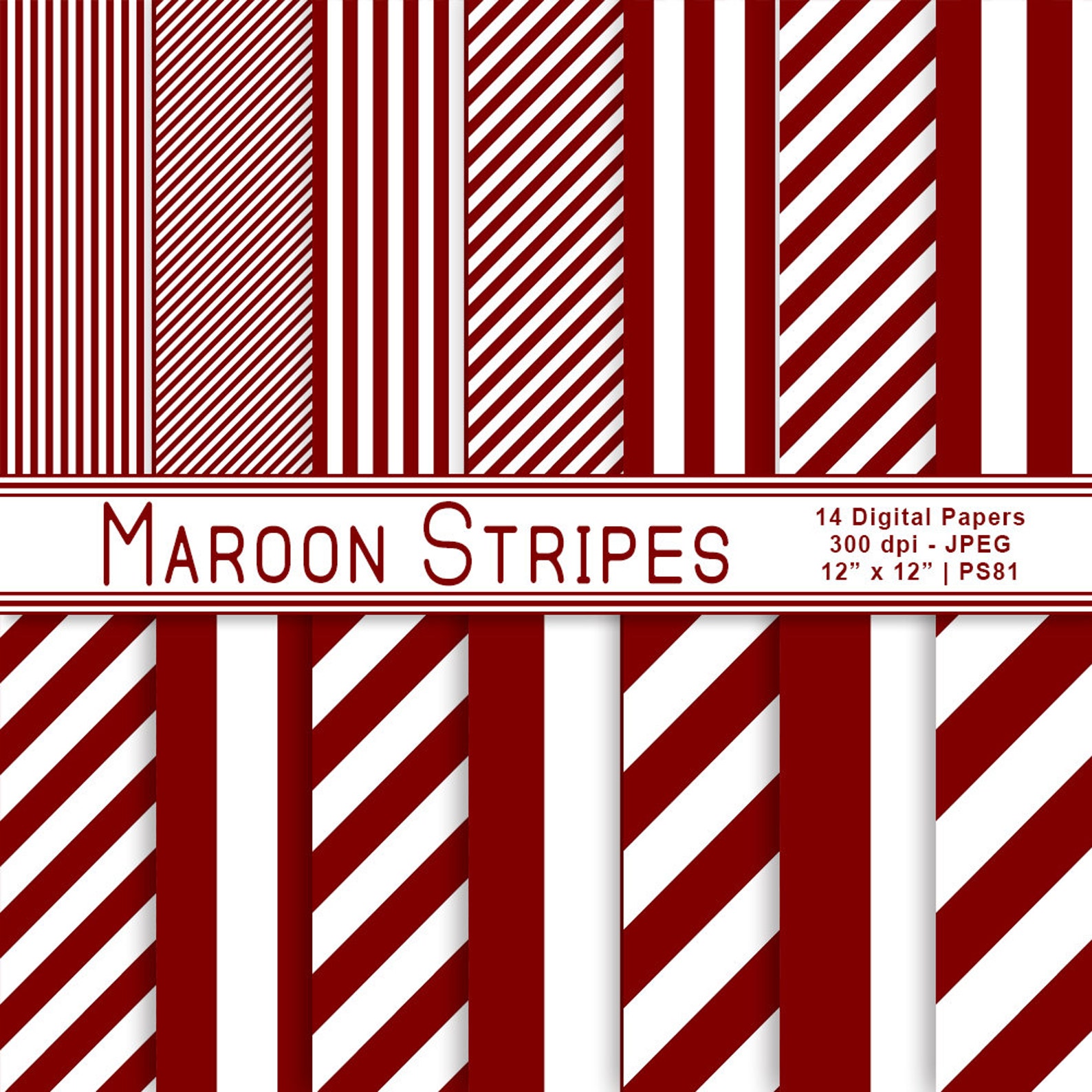 Digital Maroon Striped Papers Maroon Backgrounds Scrapbook - Etsy