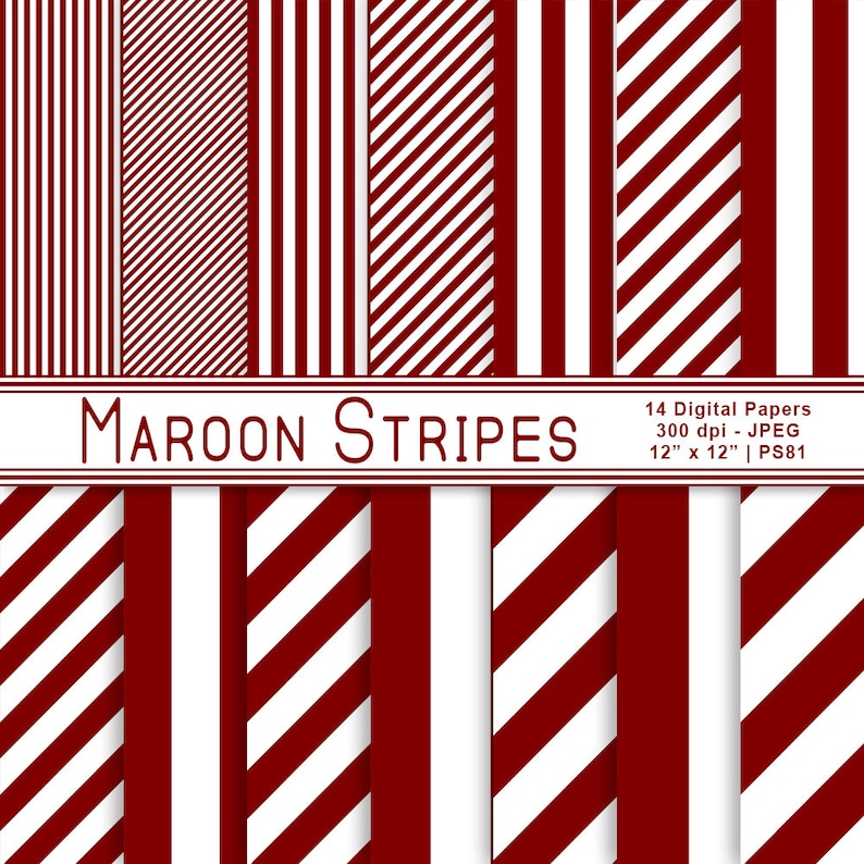 Digital Maroon Striped Papers Maroon Backgrounds Scrapbook - Etsy