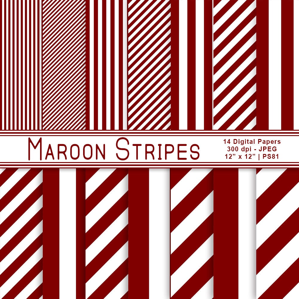 Digital Maroon Striped Papers Maroon Backgrounds Scrapbook - Etsy