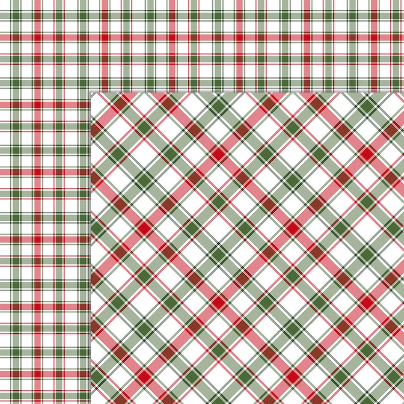 Christmas Plaid Paper Digital Christmas Plaids Scrapbook - Etsy