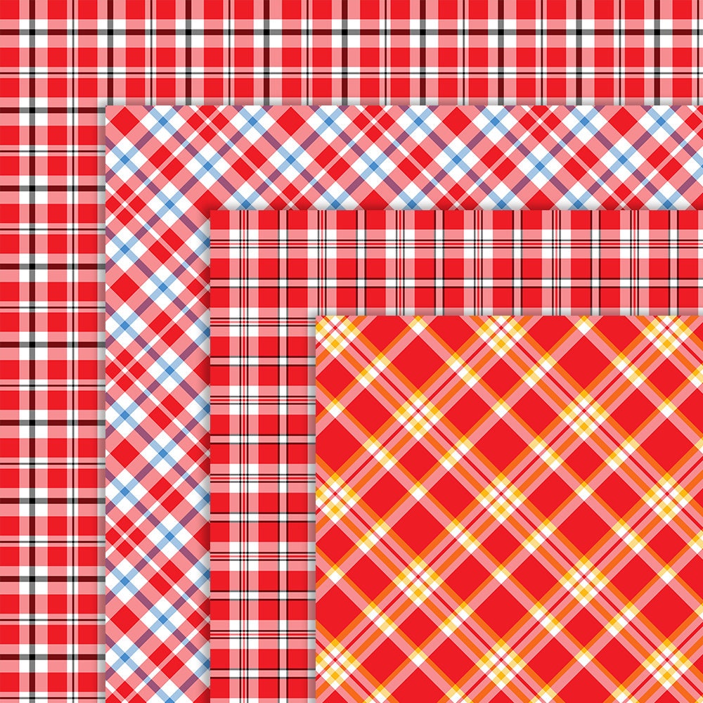 Red Plaid Paper Digital Plaids Plaid Printable Paper Plaid | Etsy