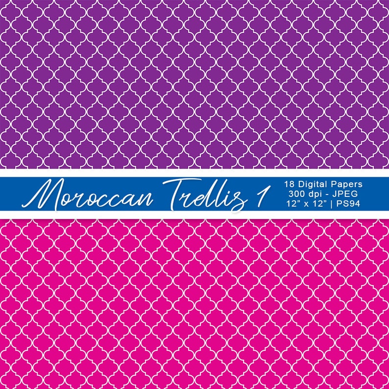 Moroccan Trellis Digital Paper Quatrefoil Papers Moroccan | Etsy
