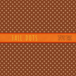 Fall Polka Dot Paper, Autumn Polka Dot Paper, Digital Scrapbook Paper ...