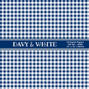 Navy & White Digital Papers, Digital Scrapbook Paper, Patterned Papers ...