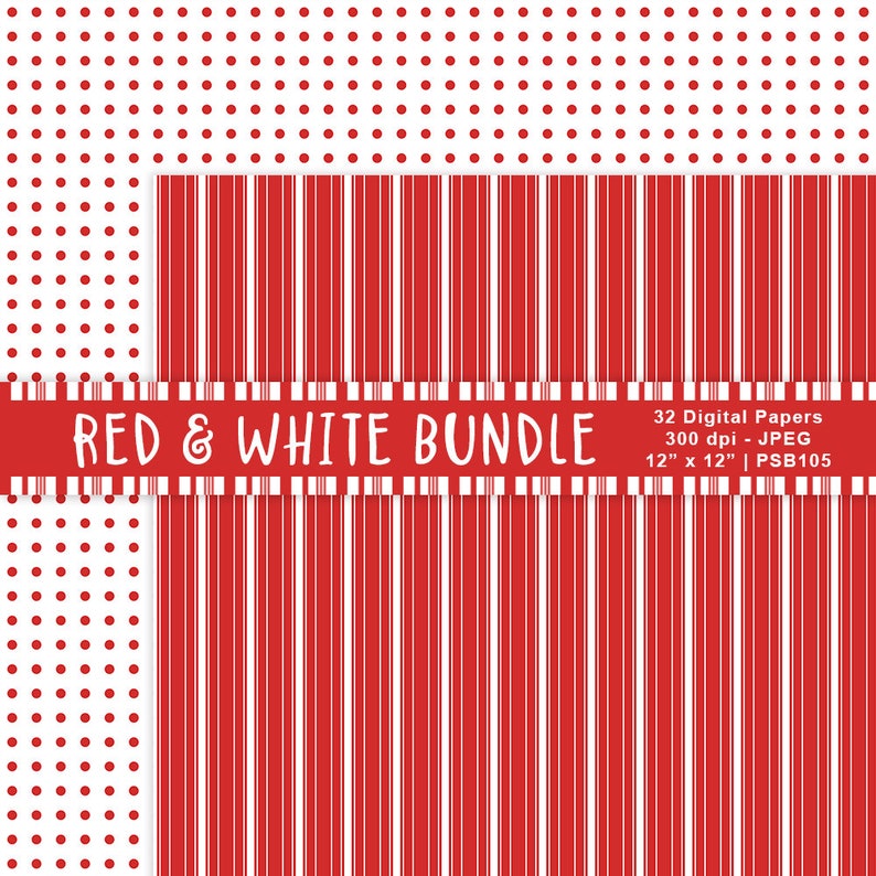 Red & White Digital Papers Red Backgrounds Scrapbook Paper | Etsy