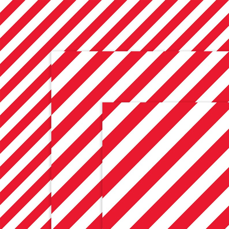 Red & White Striped Digital Paper, Vertical and Diagonal Stripes ...