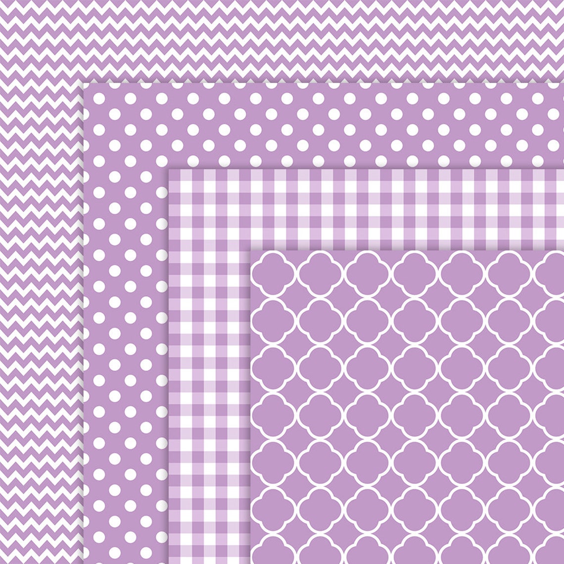 Lilac & White Digital Papers Patterned Paper Digital - Etsy