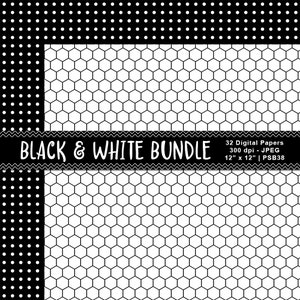 Black & White Digital Paper Bundle, Digital Background Paper, Digital ...