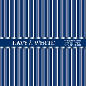 Navy & White Paper, Digital Scrapbook Papers, Navy Backgrounds, Navy ...