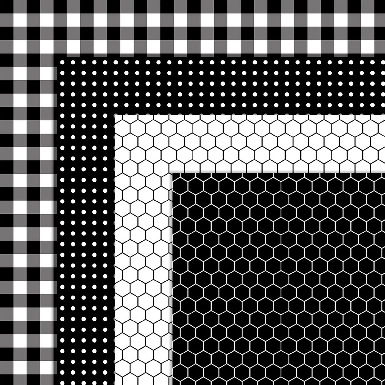 Black & White Patterned Paper Digital Scrapbook Papers - Etsy