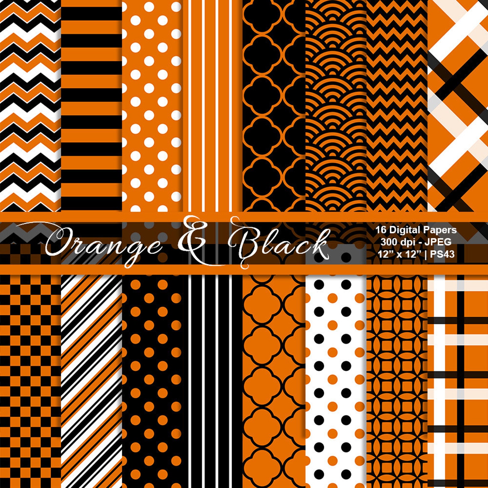 Orange and Black Digital Paper Halloween Background Papers - Etsy
