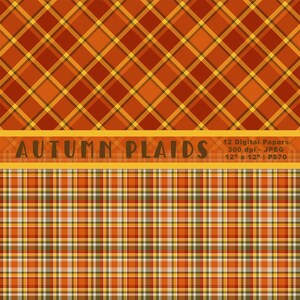 Autumn Plaids Digital Paper, Fall Digital Papers, Autumn Backgrounds ...