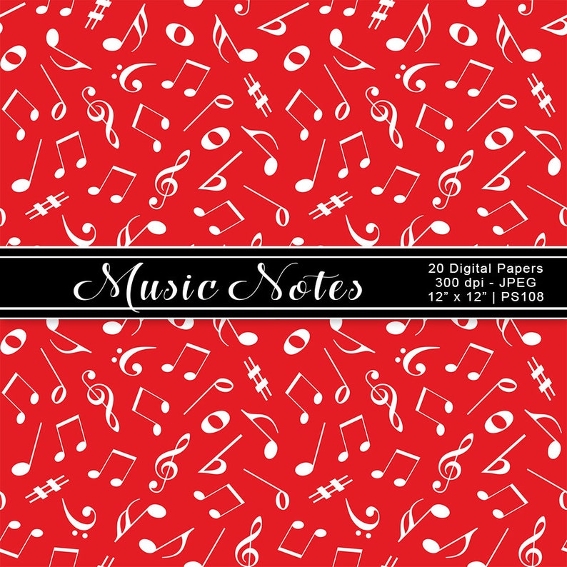 Music Notes Digital Paper Musical Note Scrapbook Paper - Etsy
