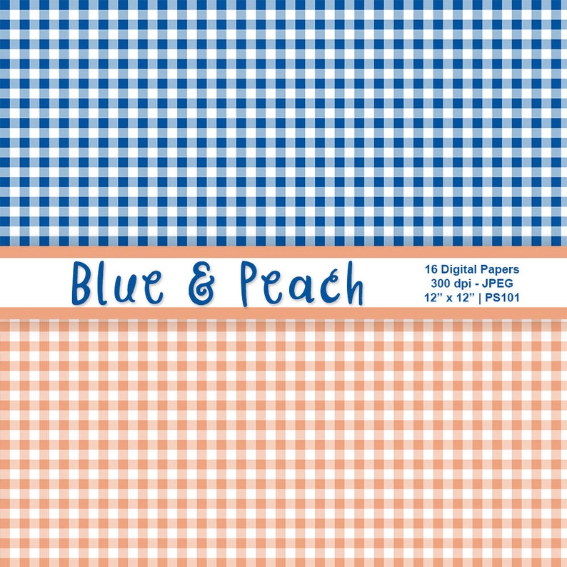 Blue & Peach Digital Scrapbook Papers Blue Backgrounds Peach - Etsy
