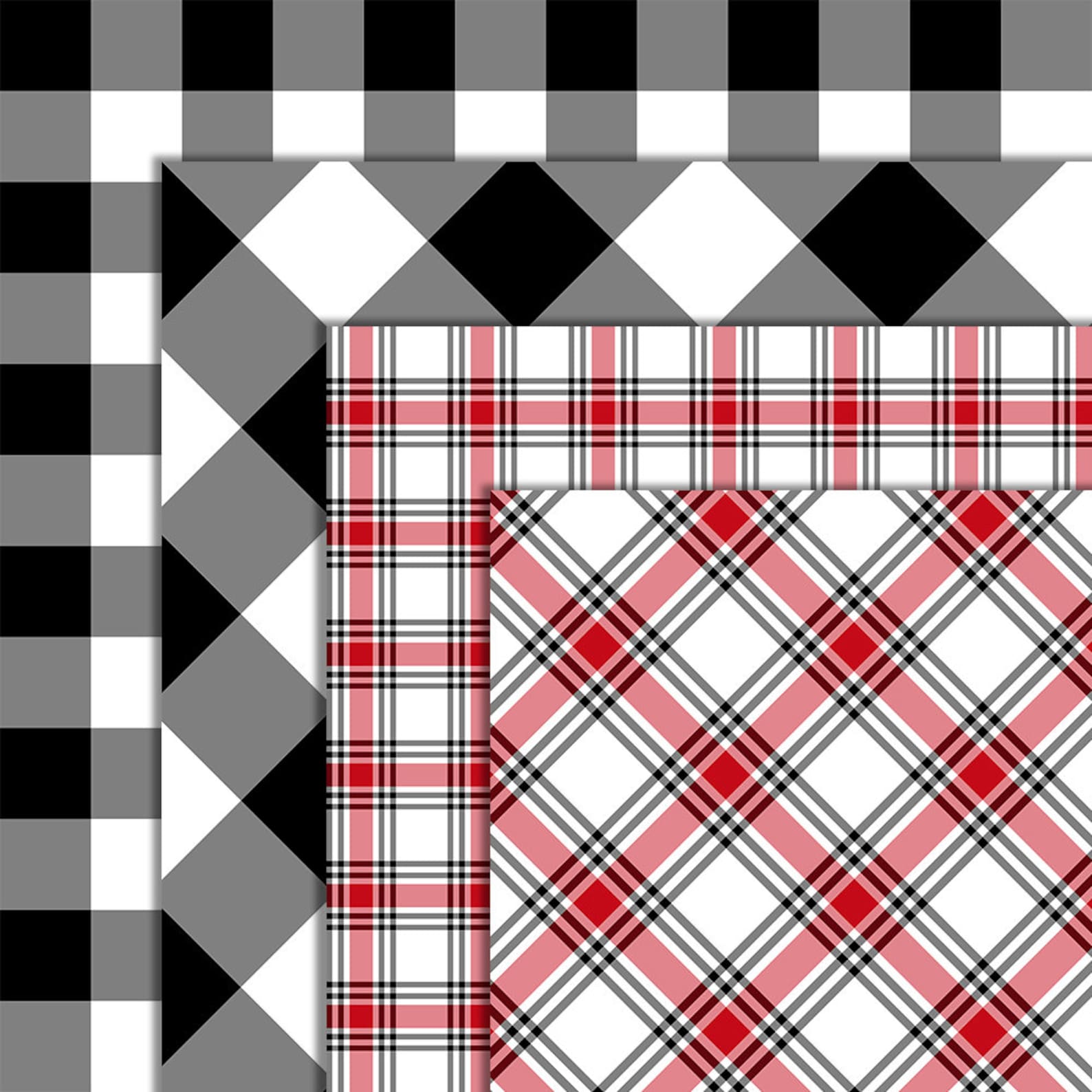Christmas Plaid Paper, Digital Christmas Plaids, Scrapbook Paper, Plaid ...