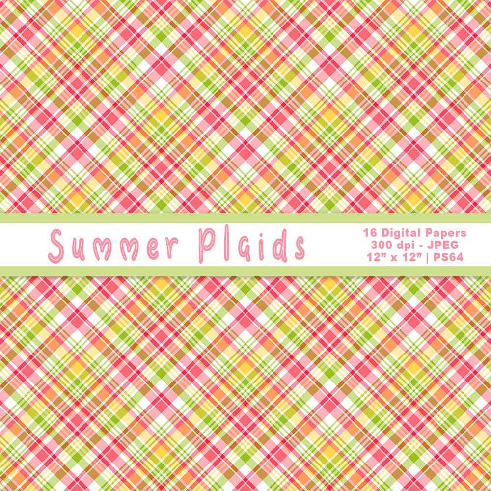 Summer Plaids Digital Paper Plaid Background Paper Printable - Etsy