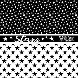 Digital Stars Patterned Paper, Digital Stars Backgrounds, Printable ...