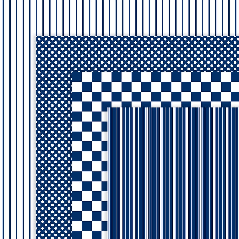 Navy & White Paper Digital Scrapbook Papers Navy - Etsy