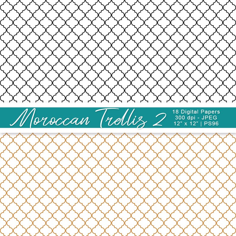 Moroccan Trellis Paper Quatrefoil Digital Papers Background | Etsy