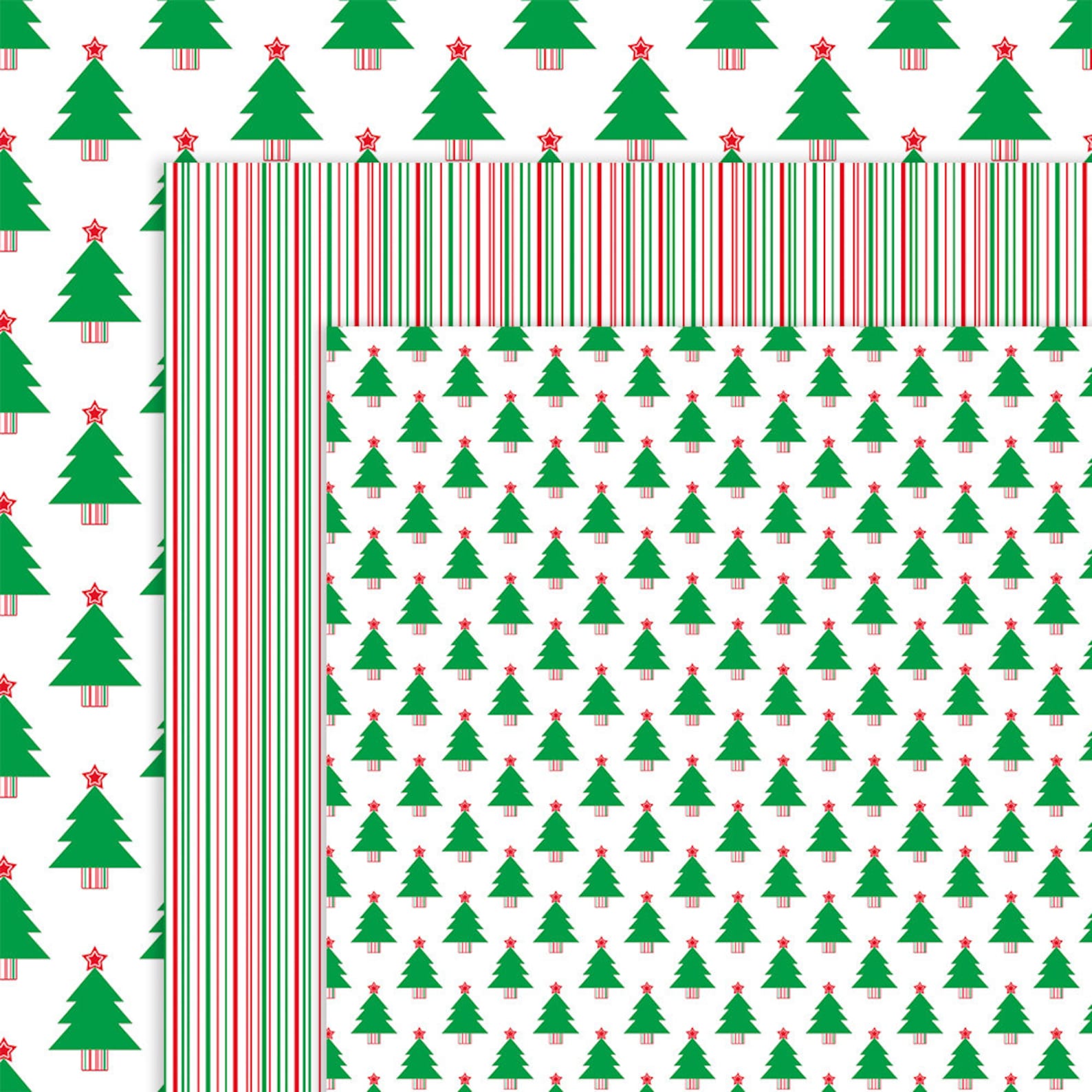 Christmas Digital Paper Snowflake Paper Christmas Tree | Etsy