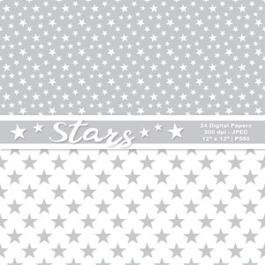 Digital Stars Patterned Paper, Digital Stars Backgrounds, Printable ...