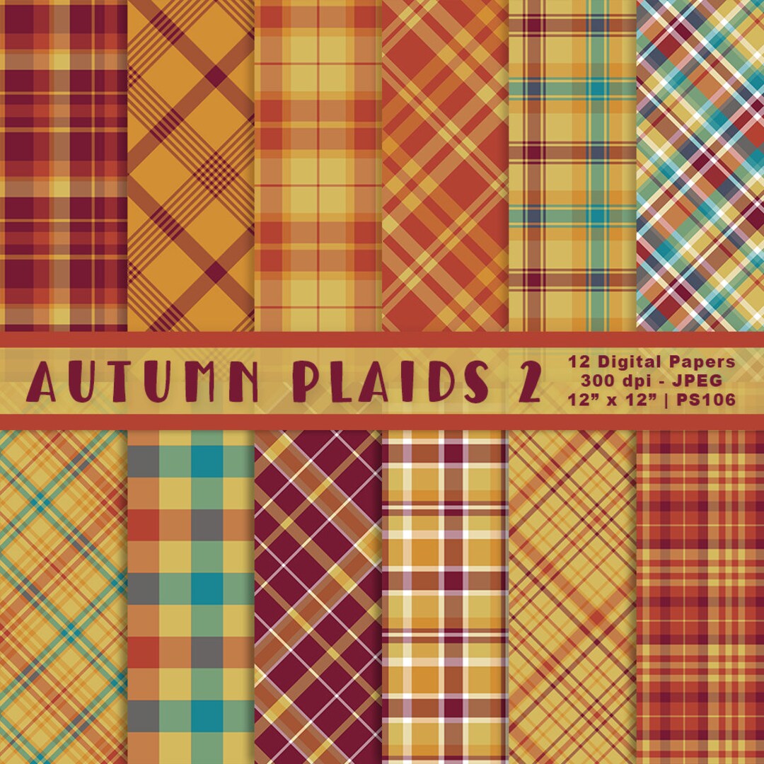 Digital Autumn Plaids, Fall Paper, Thanksgiving Plaid Paper, Fall ...
