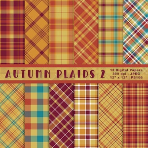 Digital Autumn Plaids, Fall Paper, Thanksgiving Plaid Paper, Fall ...