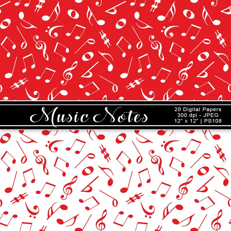 Music Notes Digital Paper Musical Note Scrapbook Paper | Etsy