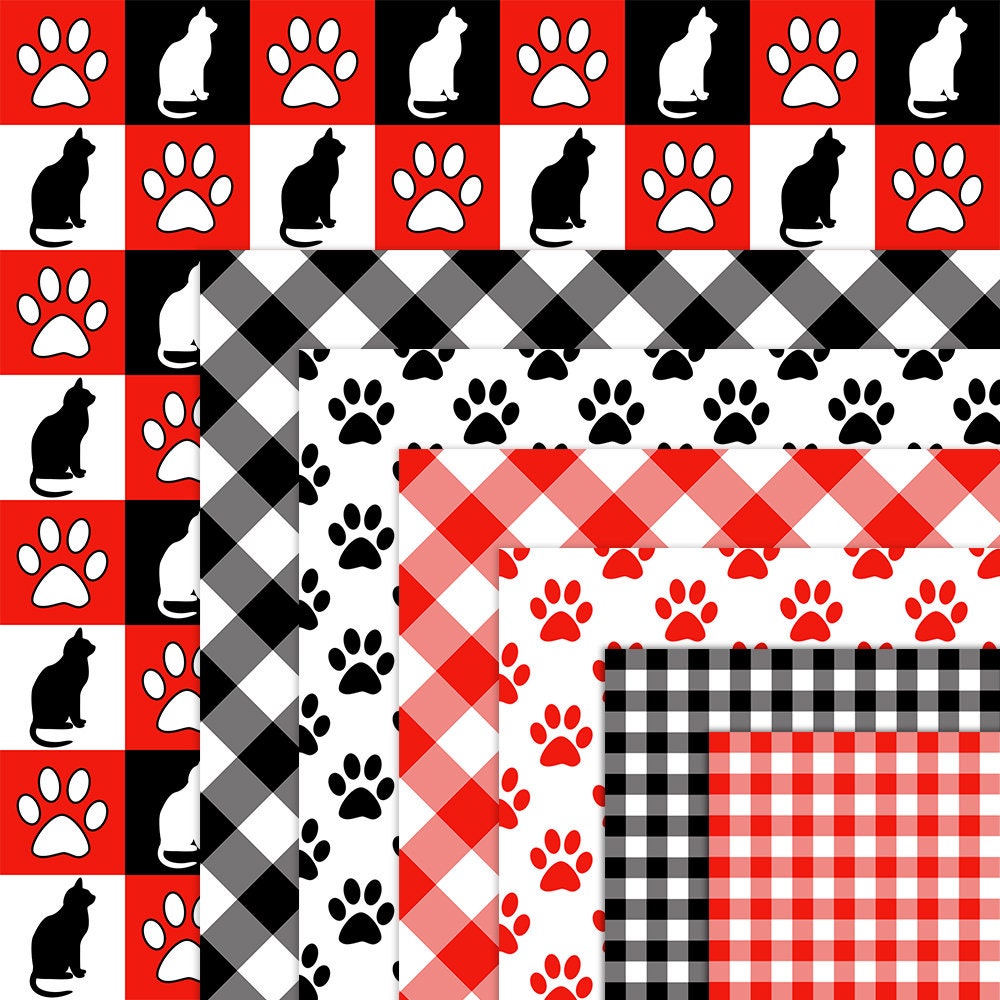 Cats Collection Digital Paper, Digital Cats, Paws and Assorted ...