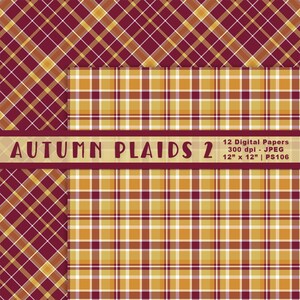 Digital Autumn Plaids, Fall Paper, Thanksgiving Plaid Paper, Fall ...