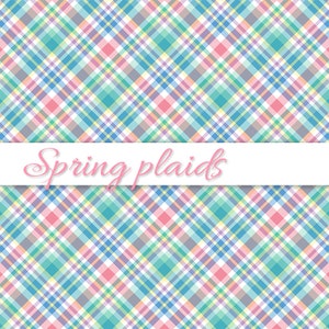 Spring Plaids, Digital Easter Paper, Digital Plaid Paper, Spring ...