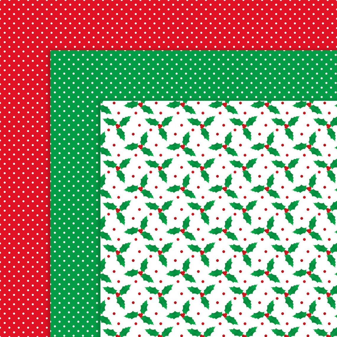 Christmas Digital Paper, Snowflake Paper, Christmas Tree Paper, Red ...