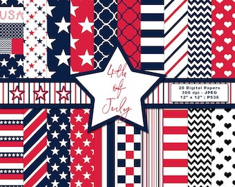 4th of July Digital Paper Independence Day Background Stars - Etsy