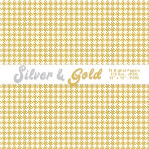 Silver and Gold Digital Paper, Scrapbook Patterns, Silver and Gold ...