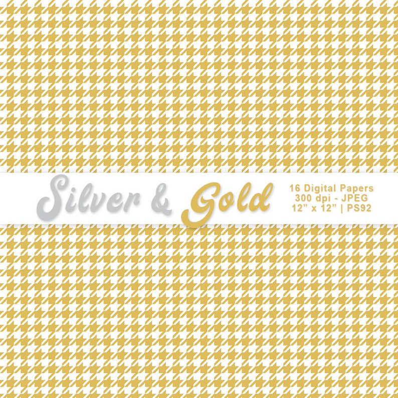 Silver and Gold Digital Paper Scrapbook Patterns Silver and | Etsy