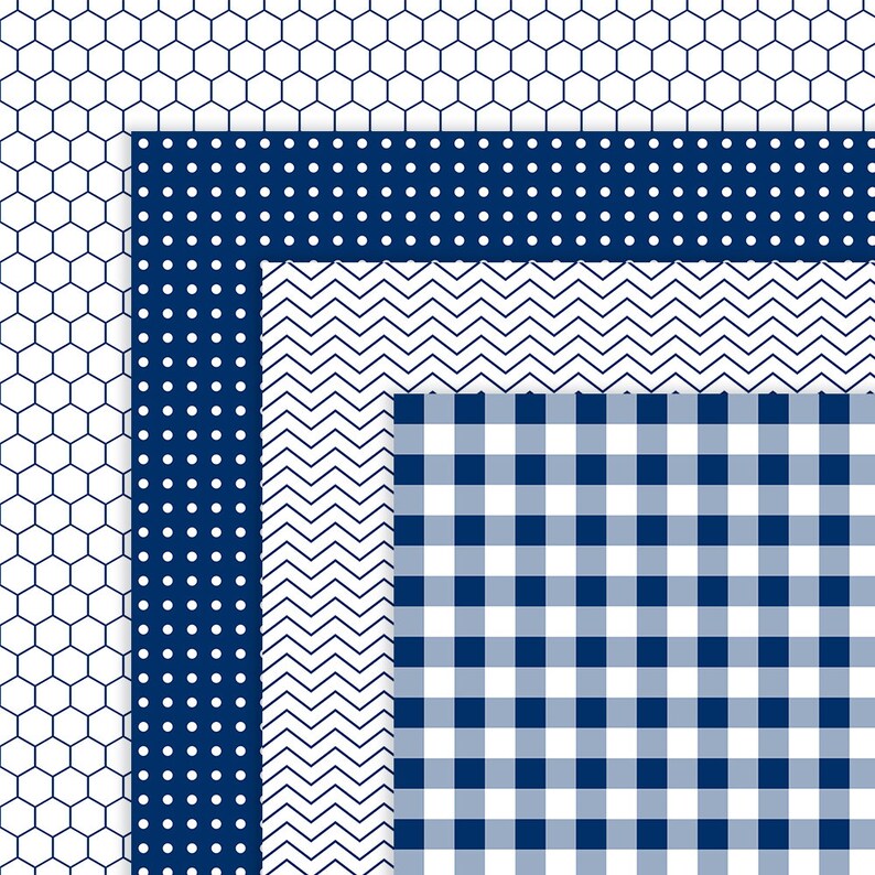 Navy & White Paper, Digital Scrapbook Papers, Navy Backgrounds, Navy ...