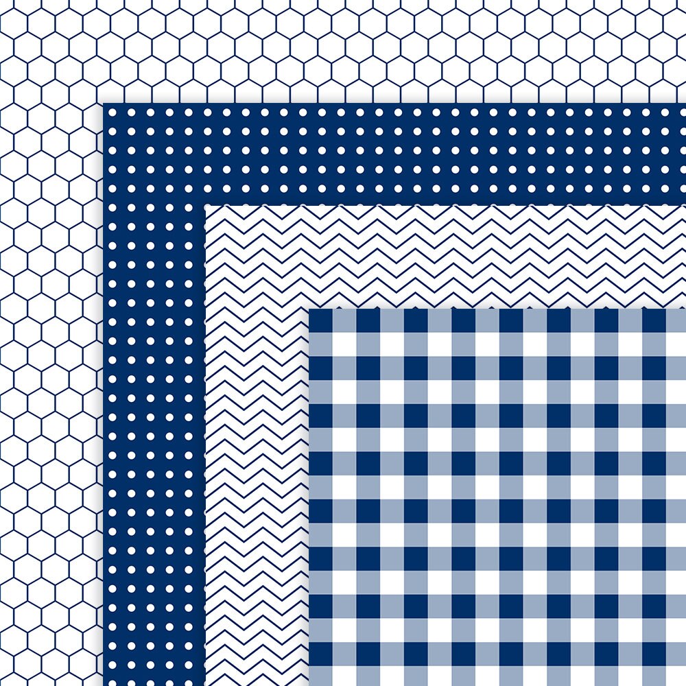 Navy & White Paper Digital Scrapbook Papers Navy - Etsy
