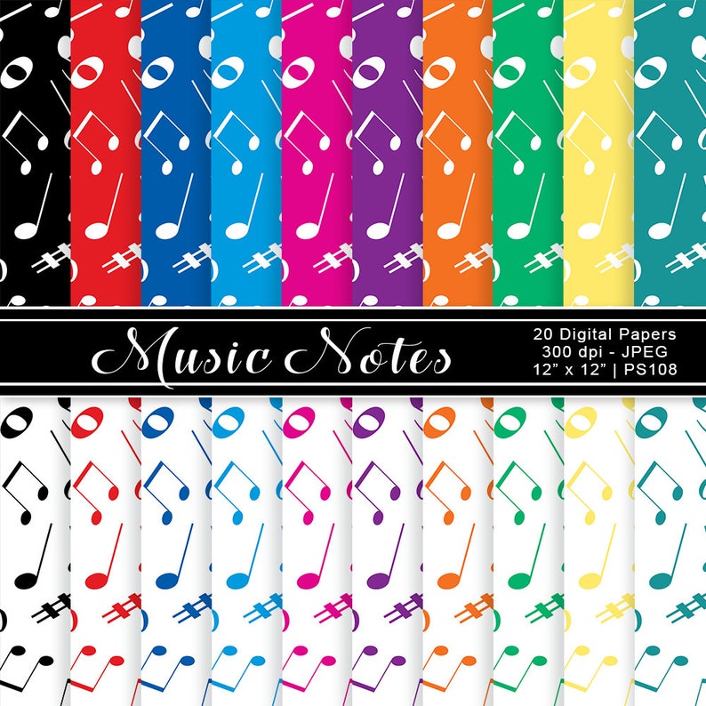 Music Notes Digital Paper Musical Note Scrapbook Paper | Etsy