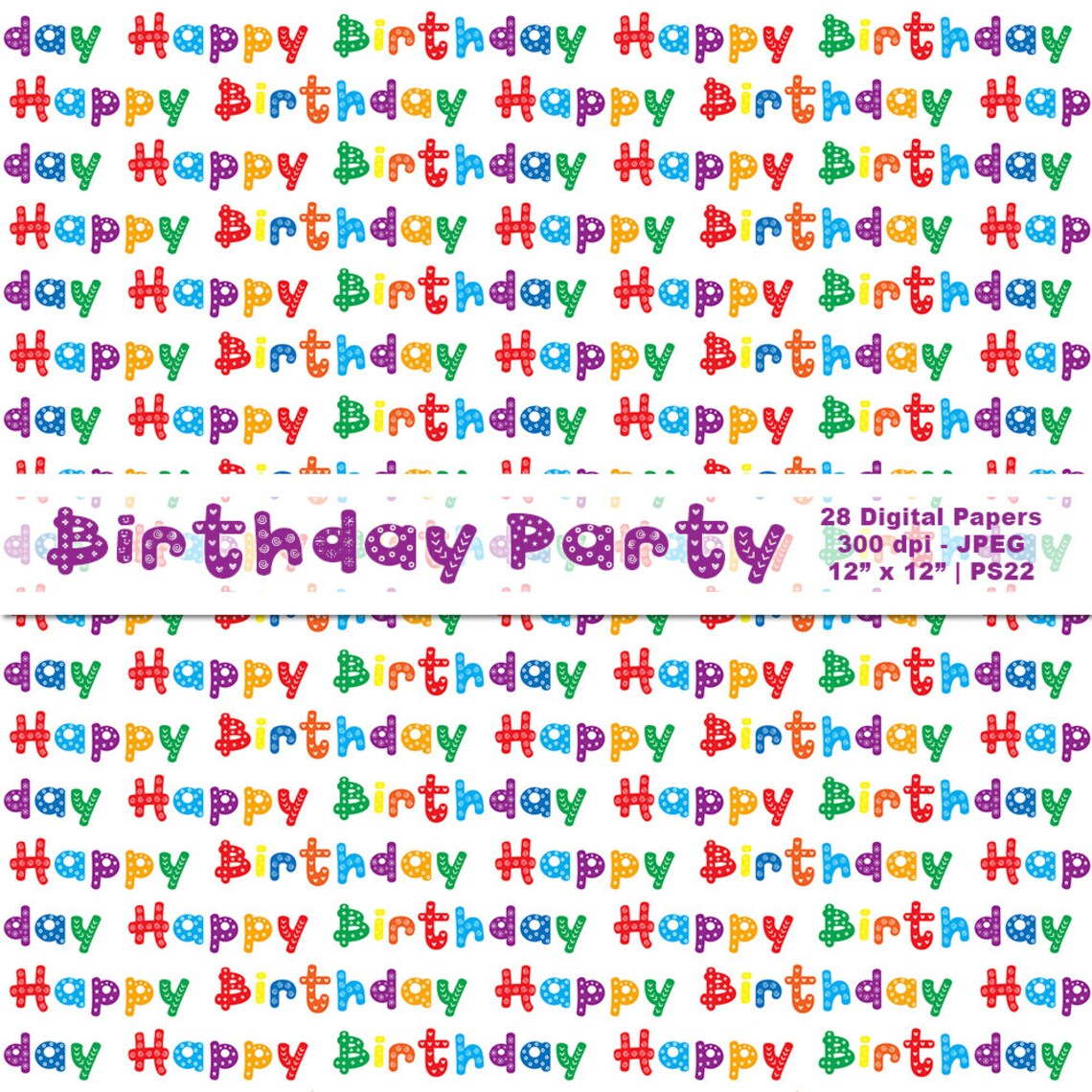 Birthday Party Digital Papers Digital Party Paper Balloon - Etsy
