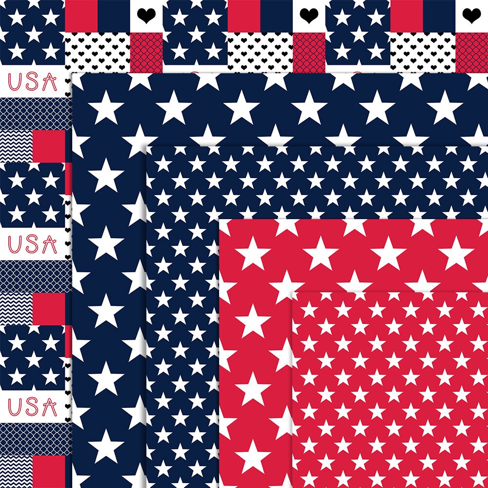 Patriotic 4th of July Digital Paper Independence Day Digital - Etsy